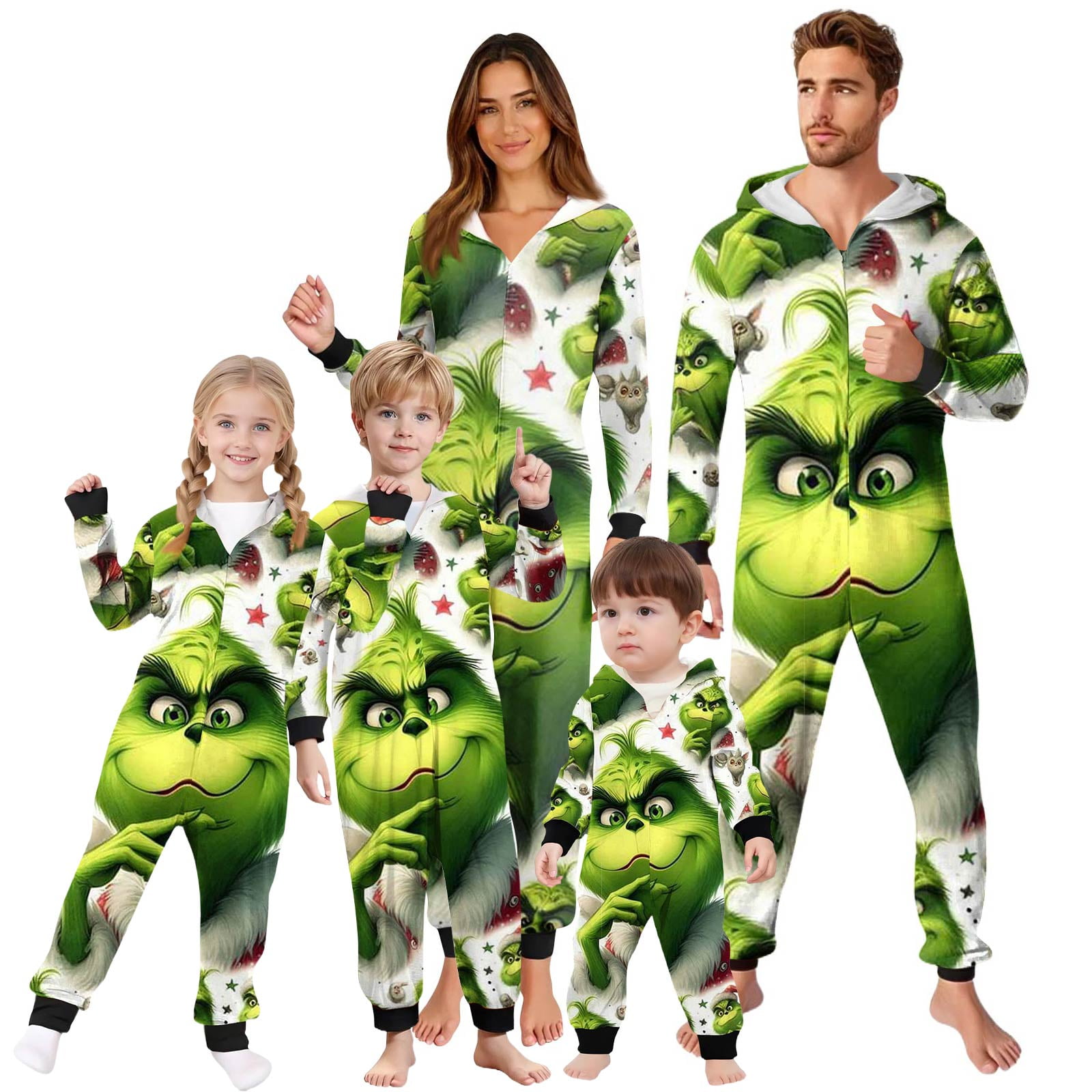 2025 Fun Holiday Pjs Sleepwear Bodysuit, Christmas Grincch Family ...