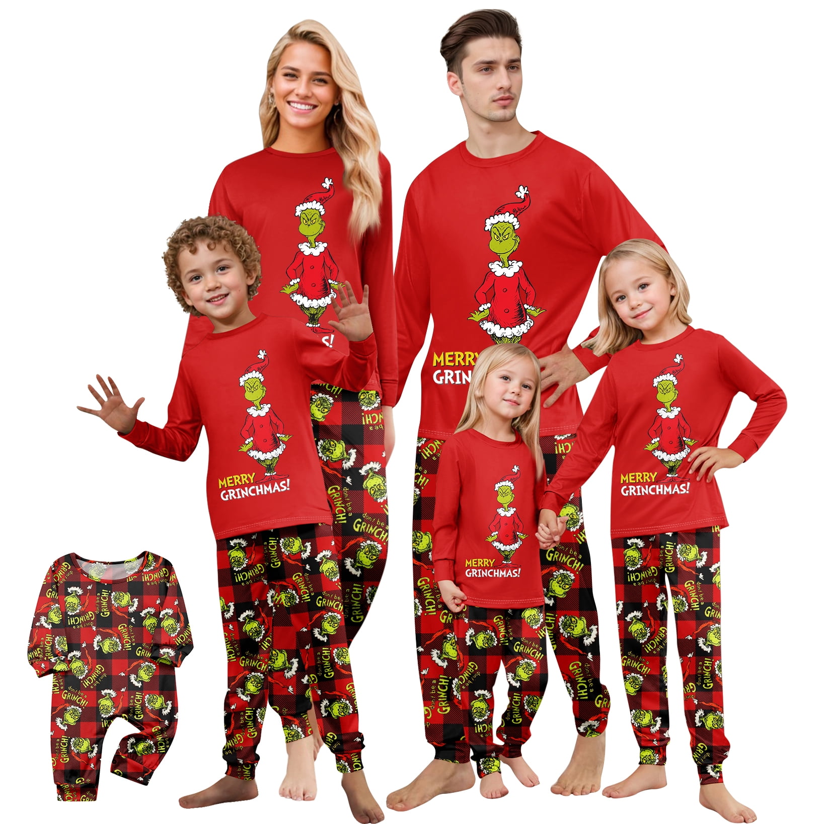 2025 Fun Holiday Pjs Sleepwear Loungewear, Grincch Family Matching ...