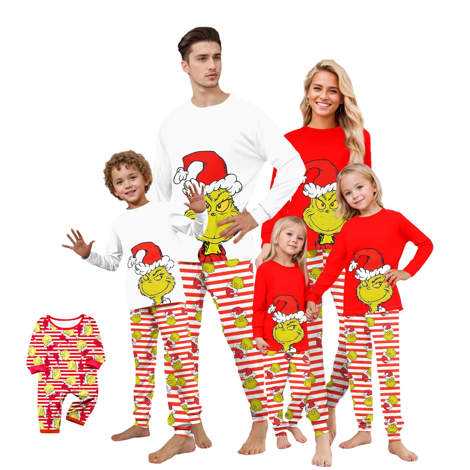 2025 Fun Holiday Pjs Sleepwear Loungewear, Grincch Family Matching ...