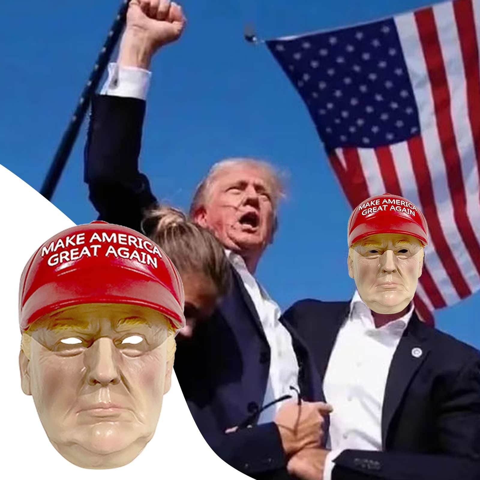 🎁 2025 Fun Toy Gifts! Toys Spoof Face with Maga Hat Full Head Realistic ...