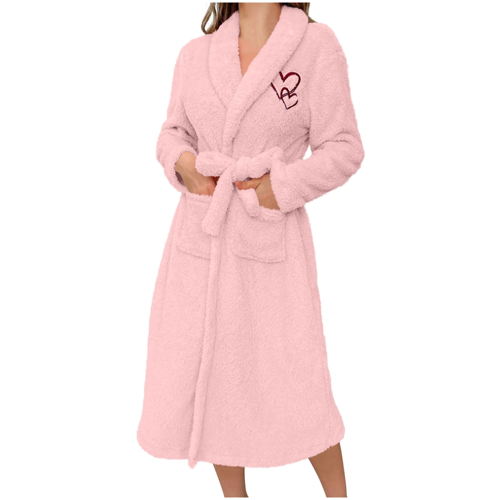 2025 Fuzzy Robes for Women Soft Cozy Long Plush Robe Heart Fluffy Warm ...
