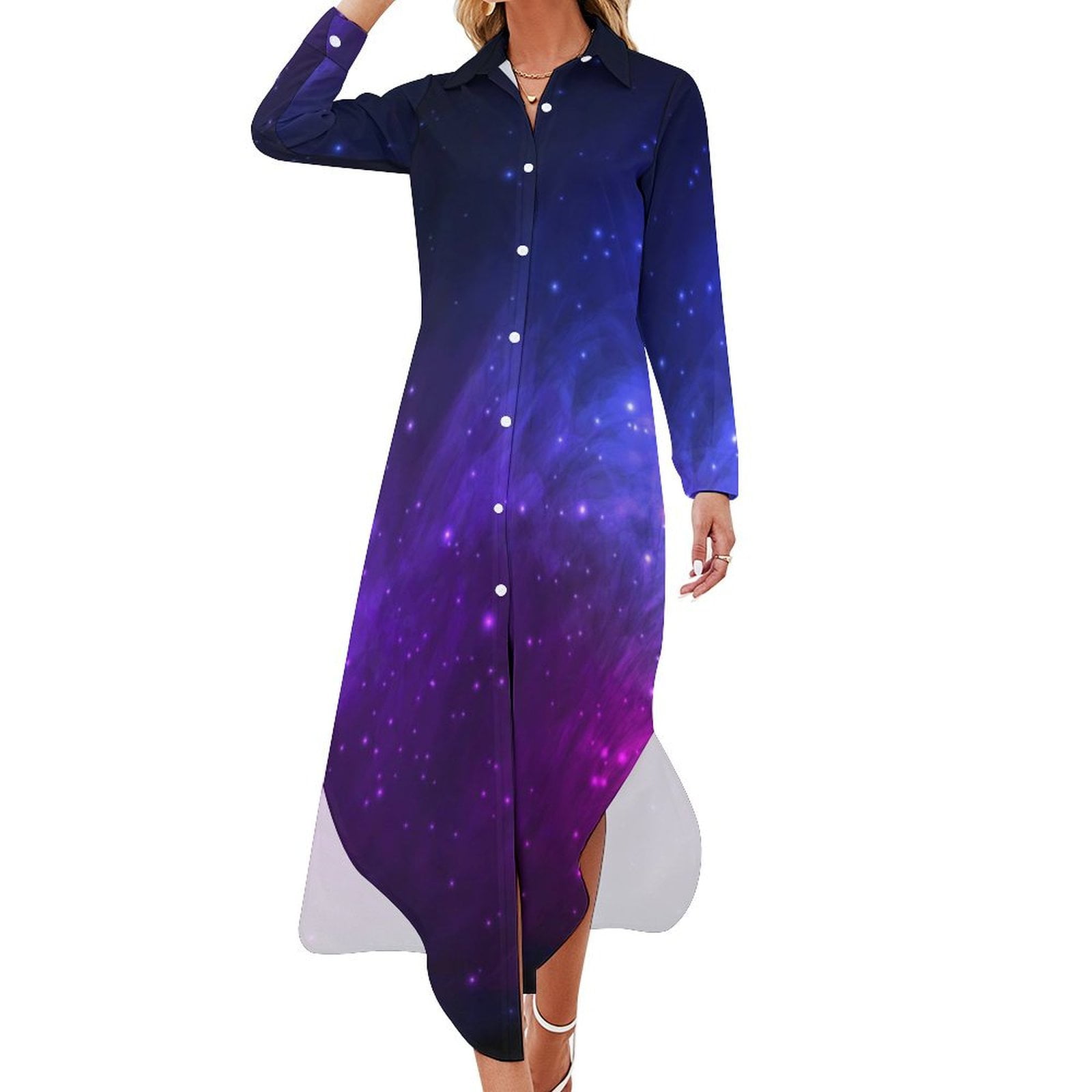 2025 Galaxy And Nebula Chiffon Dress Outer Space Beach Dresses Street ...