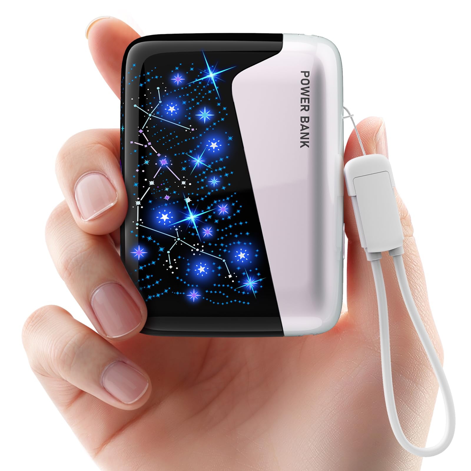 2025 "Galaxy" Portable Charger with Built in Cables, 12000mAh Portable ...