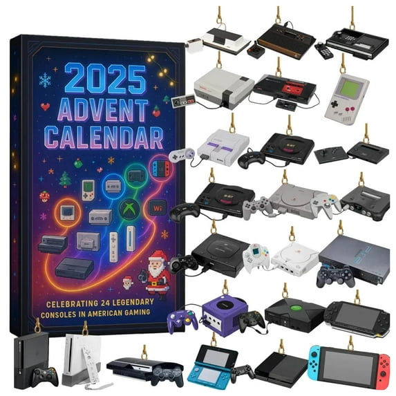 2025 Gaming Console Advent Calendar Holiday 24 Legendary Retro Video Game Systems Christmas Gift ...