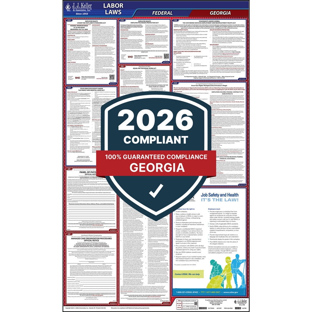 2025 Georgia Labor Law Poster, All-in-One OSHA Compliant GA State ...