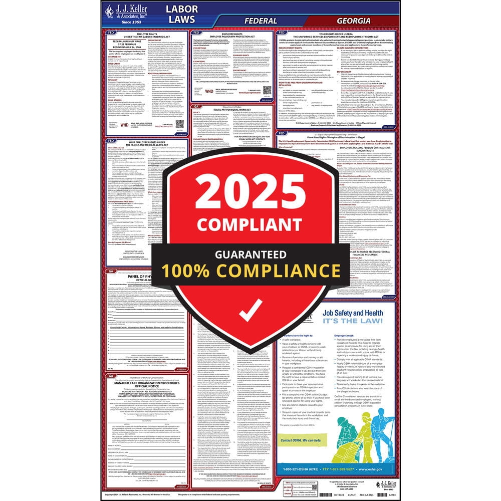 2025 Georgia Labor Law Poster, All-in-One OSHA Compliant GA State ...