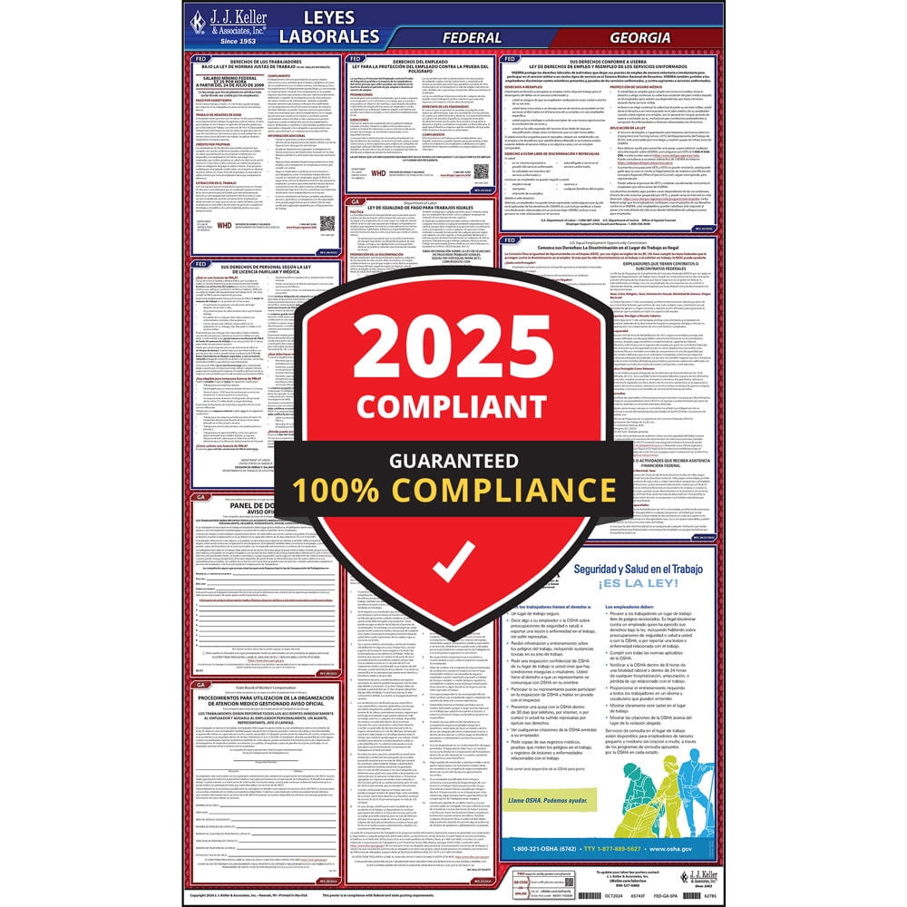 2025 Georgia State and Federal Labor Law Poster (Spanish, GA State ...