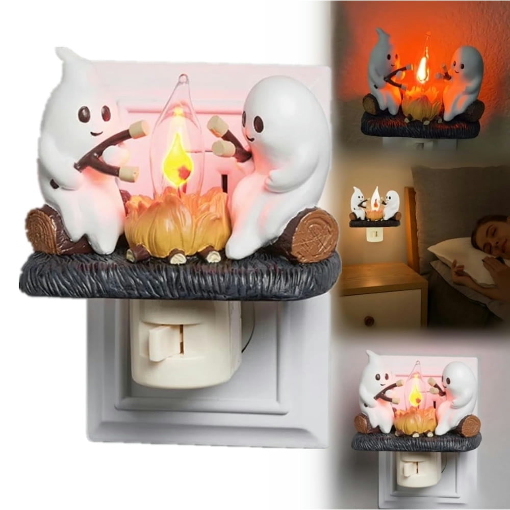 2025 Ghost Campfire Flickering Nightlight, 3D LED Fake Fire Lamp, 2 ...