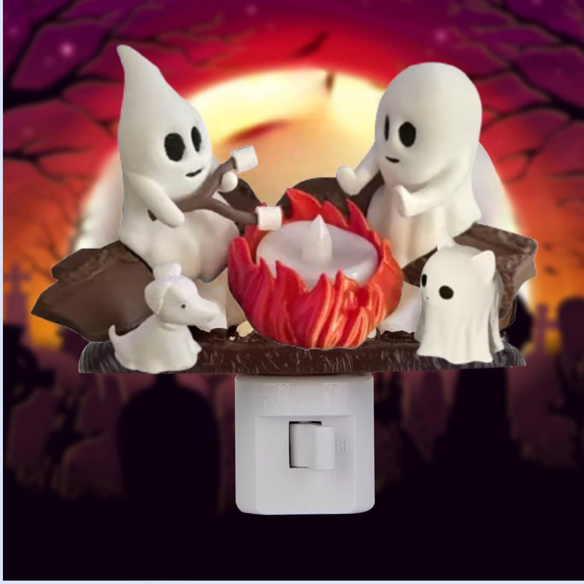 2025 Ghost Campfire Flickering Nightlight, LED Halloween Nightlights ...