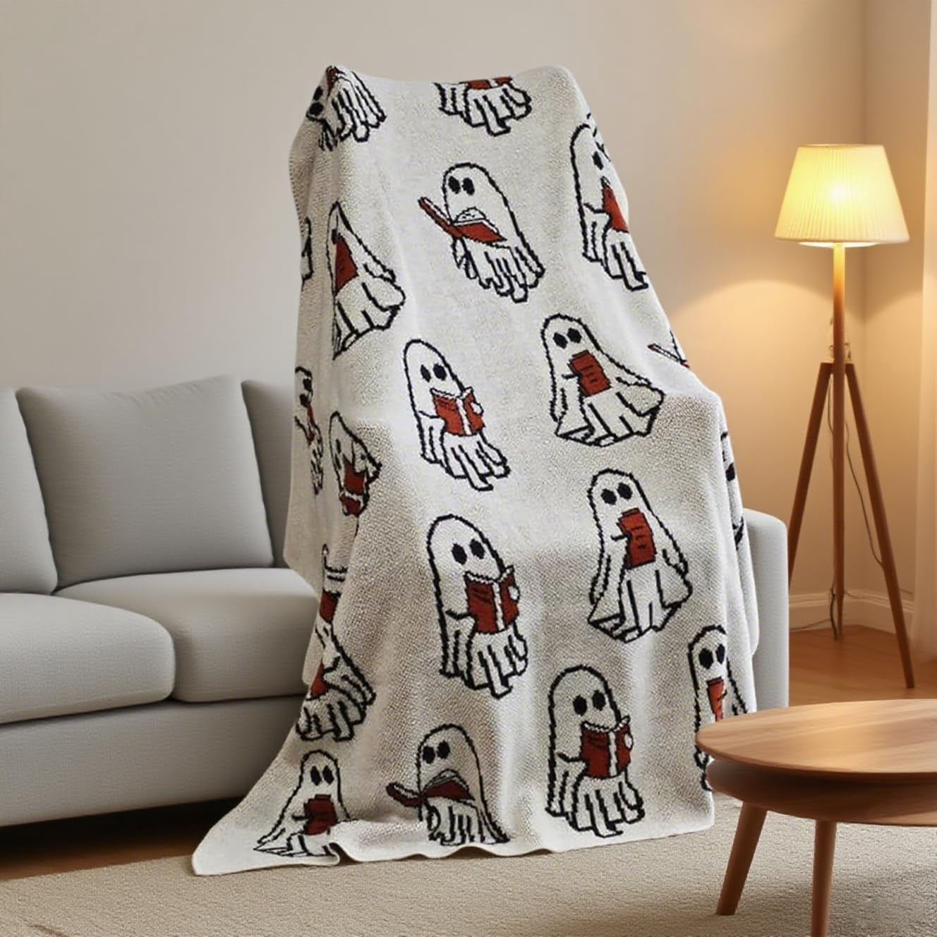2025 Ghost Reading Blanket 60" x 80" Ghost Reading Book Flannel Blanket ...