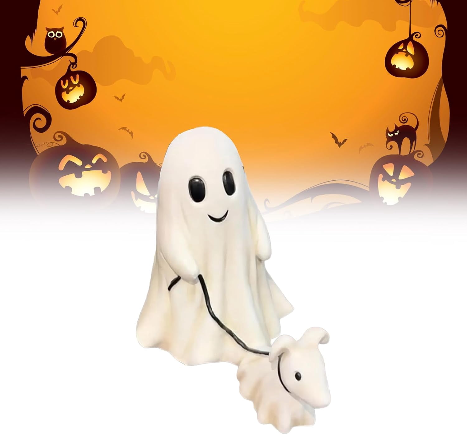 2025 Ghost Walking Statue, Spooky Ghost Dog Halloween Figurine, 13.8 ...