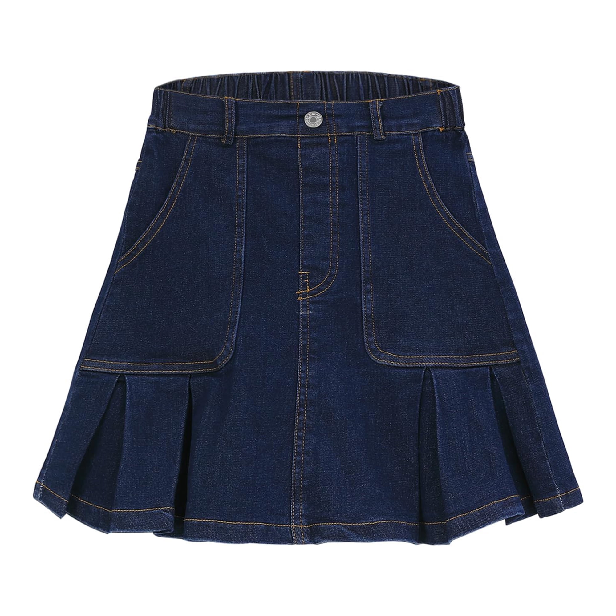 2025 Girl's Denim Skirts Elastic Waist Pleated Toddler Girls Jean Skirt ...