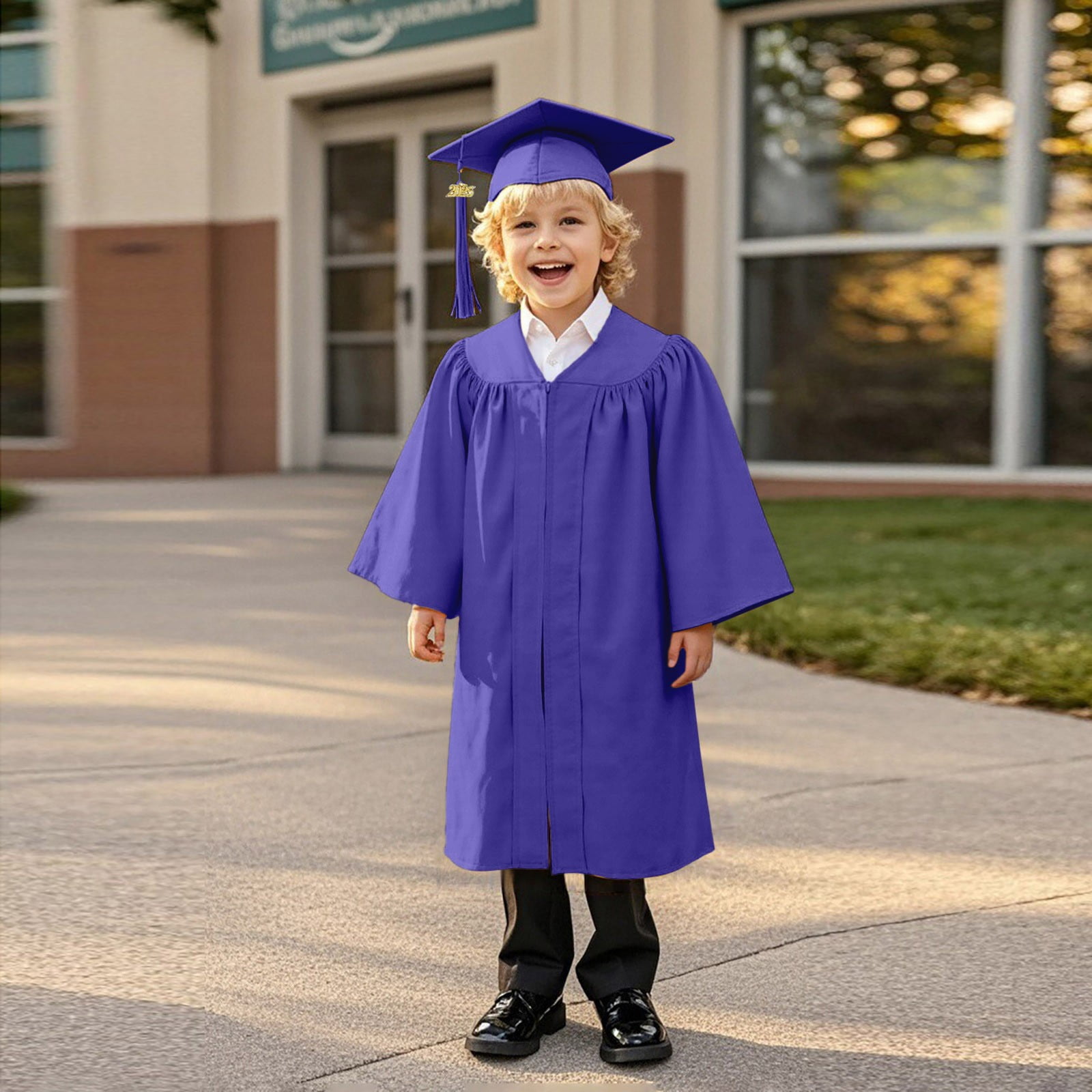 2025 Girls Boys Preschool Graduation Cap and Gown Graduation Purple Cap ...