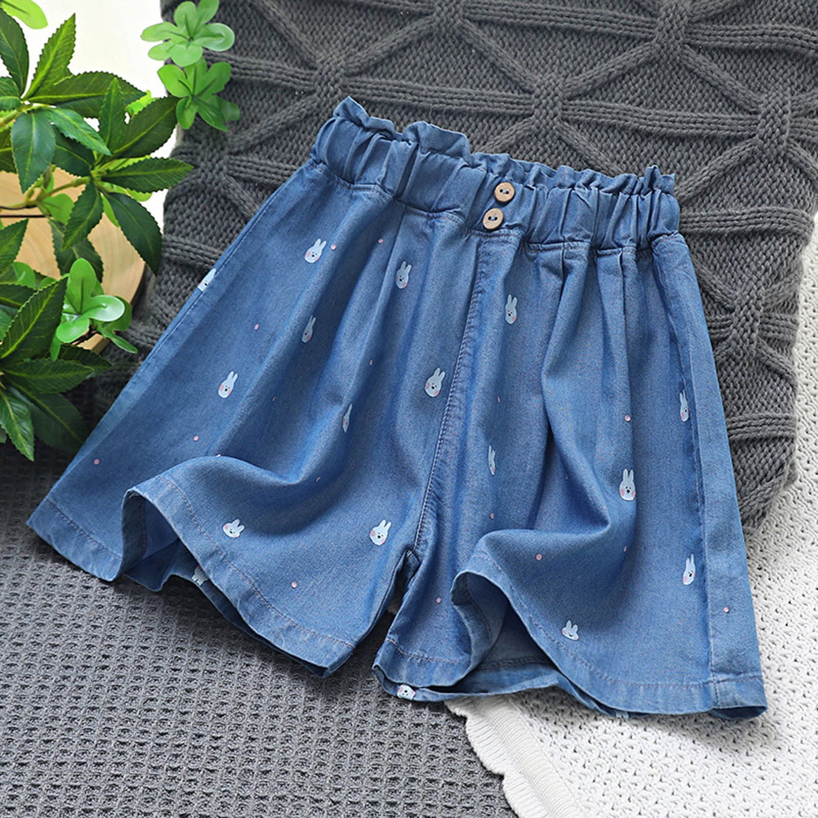2025 Girls Denim Shorts Casual Summer High Waisted Wide Leg Buttons ...