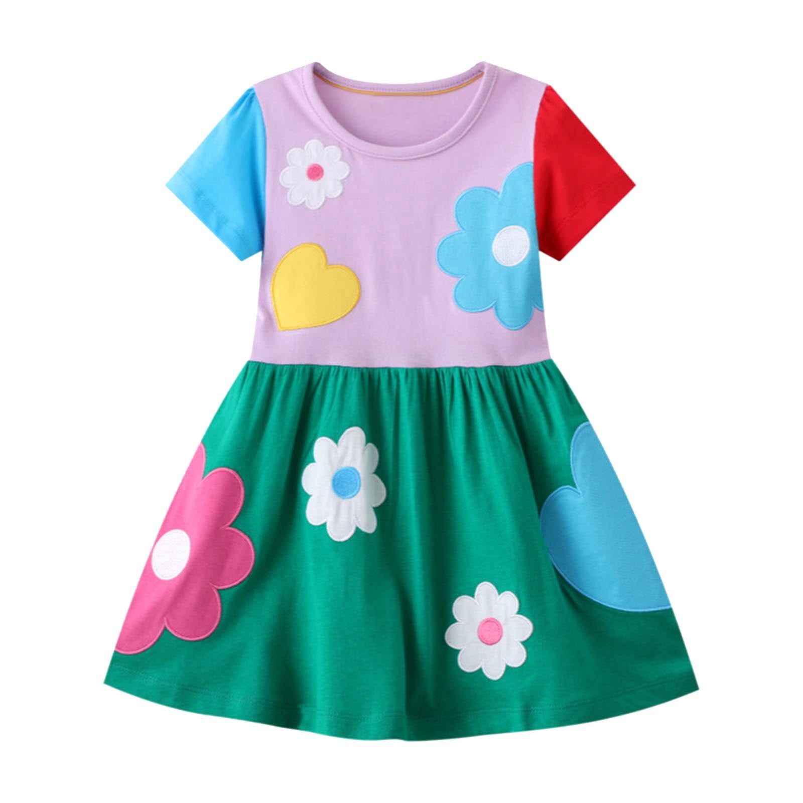 2025 Girls Essentials Dresses Casual Short Sleeve Sunflower PrintFloral ...