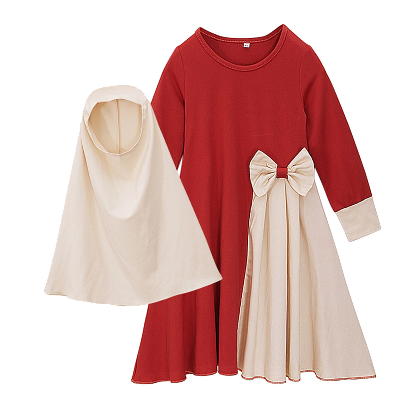 2025 Girls Essentials Dresses Long Sleeve Soild Bowknot Casual HatSet ...