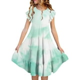 2025 Girls Essentials Dresses Summer Double Layer Flutter Sleeve Flowy ...