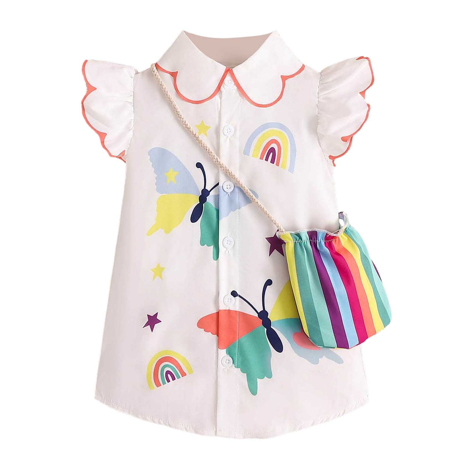 2025 Girls Essentials Dresses Summer Rainbow Print Sleeveless Casual A ...