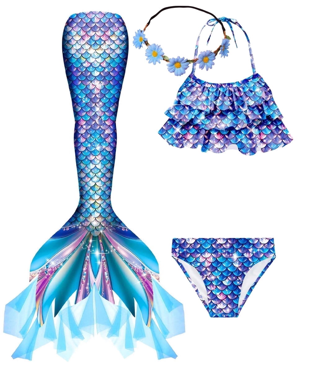 2026 Girls New Mermaid Tail Swimsuit Kids Swimwear Mermaid Costume Play ...