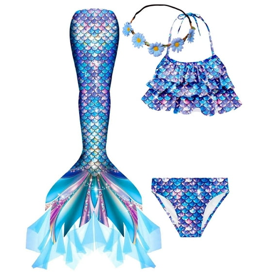 2025 Girls New Mermaid Tail Swimsuit Kids Ariels Swimwear Mermaid ...