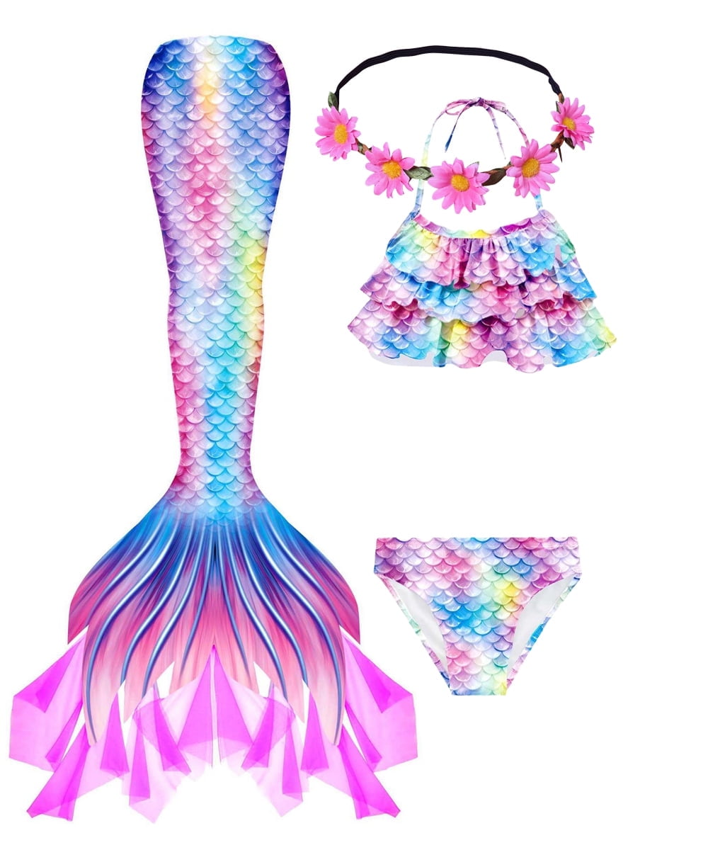 2025 Girls New Mermaid Tail Swimsuit Kids Ariels Swimwear Mermaid ...