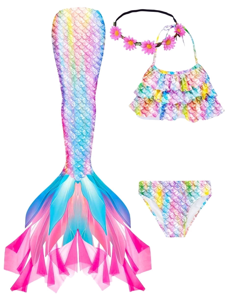 2026 Girls New Mermaid Tail Swimsuit Kids Swimwear Mermaid Costume Play ...