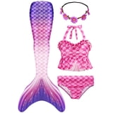 2026 Girls Swimming Mermaid Tail 4 Pcs Sets Kids Mermaid Swimwear ...
