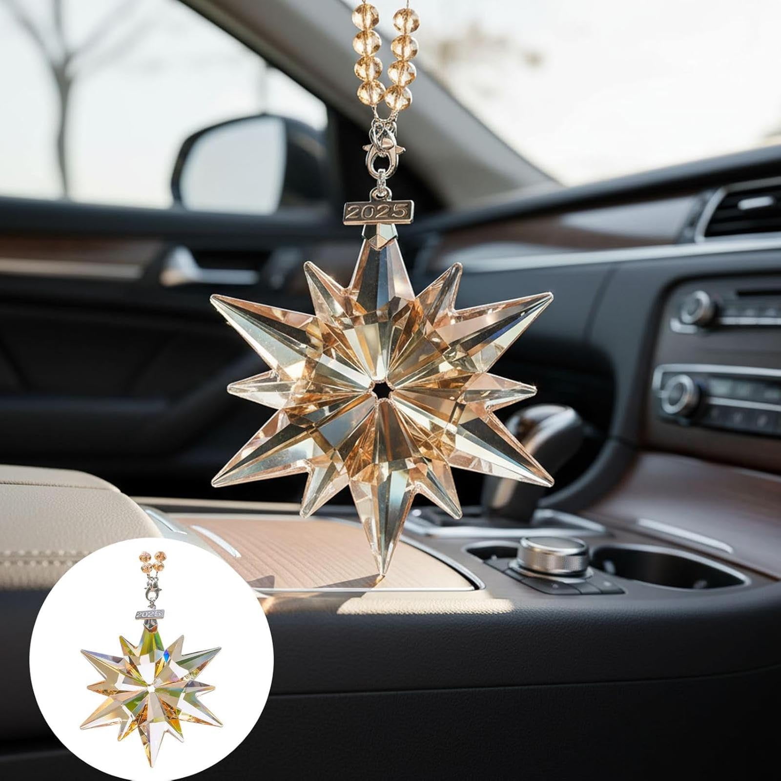 2025 Glass Snowflake Christmas Ornaments Crystal Star Tree Pendant with ...