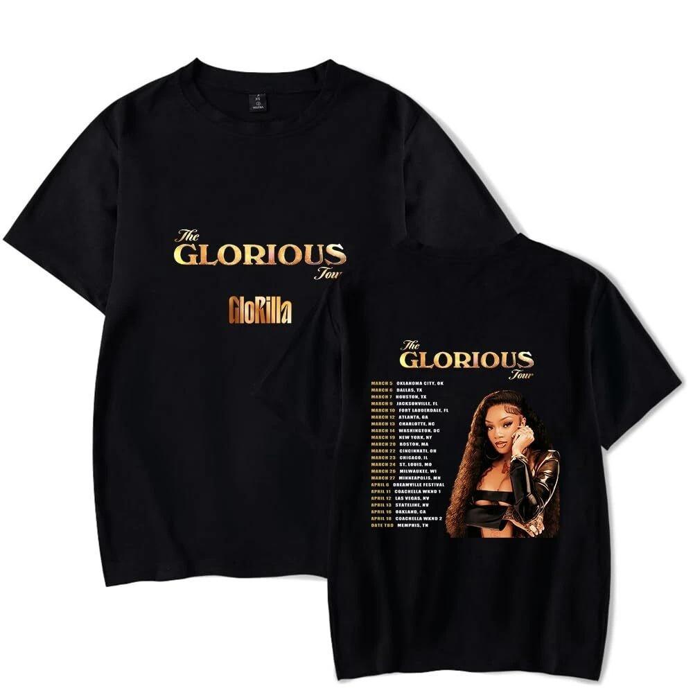 2025 GloRillaaaa Tour T-Shirt The Glorious Tour Black Double-Sided Fan ...