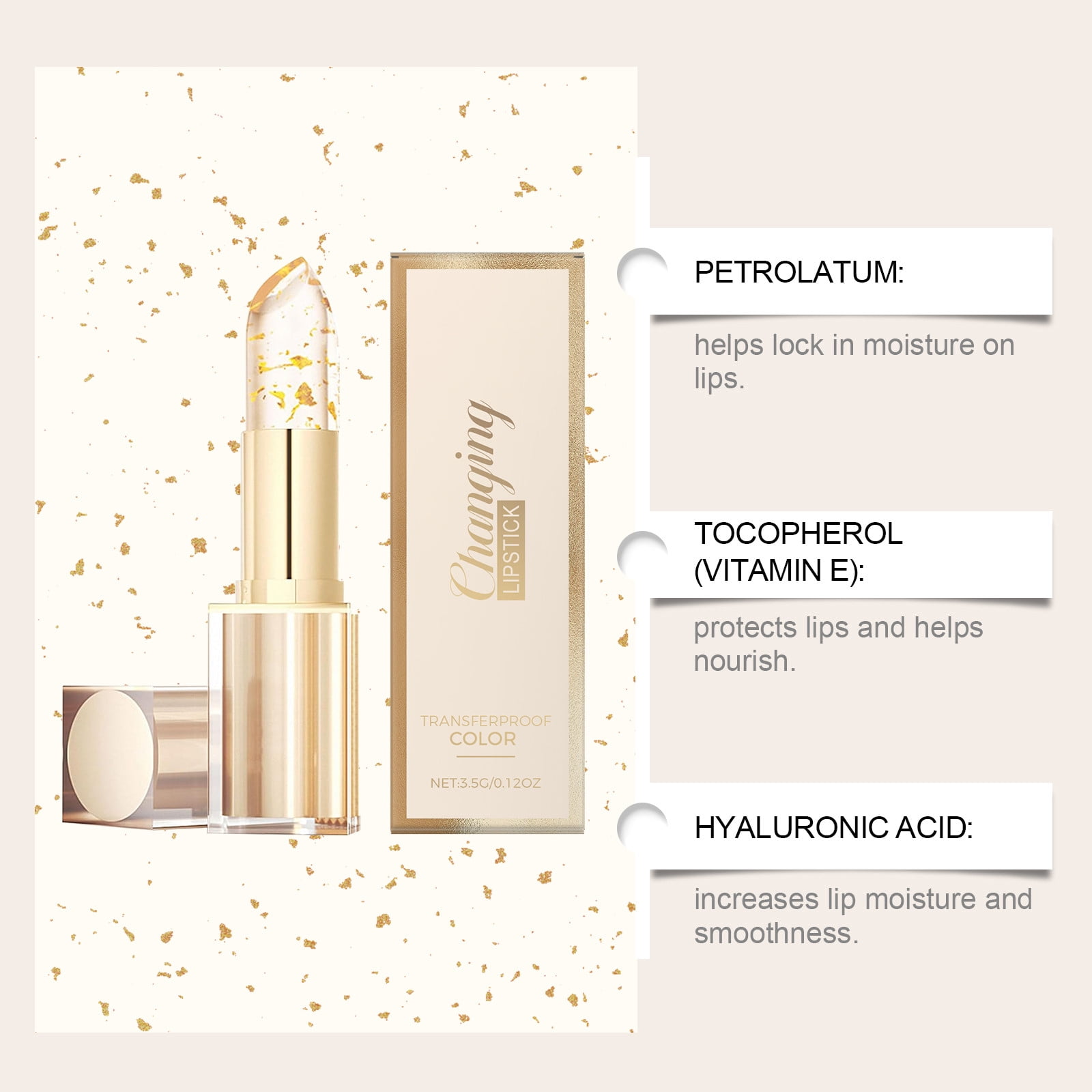 2025 Gold Foil Color Changing Nourishing Lip Balm Is Non-greasy,Repairs ...