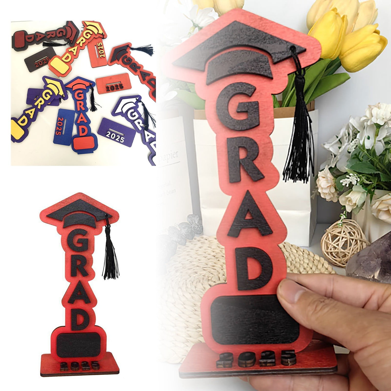2025 Grad Wooden Desktop Signboard Ornaments Graduation Party ...