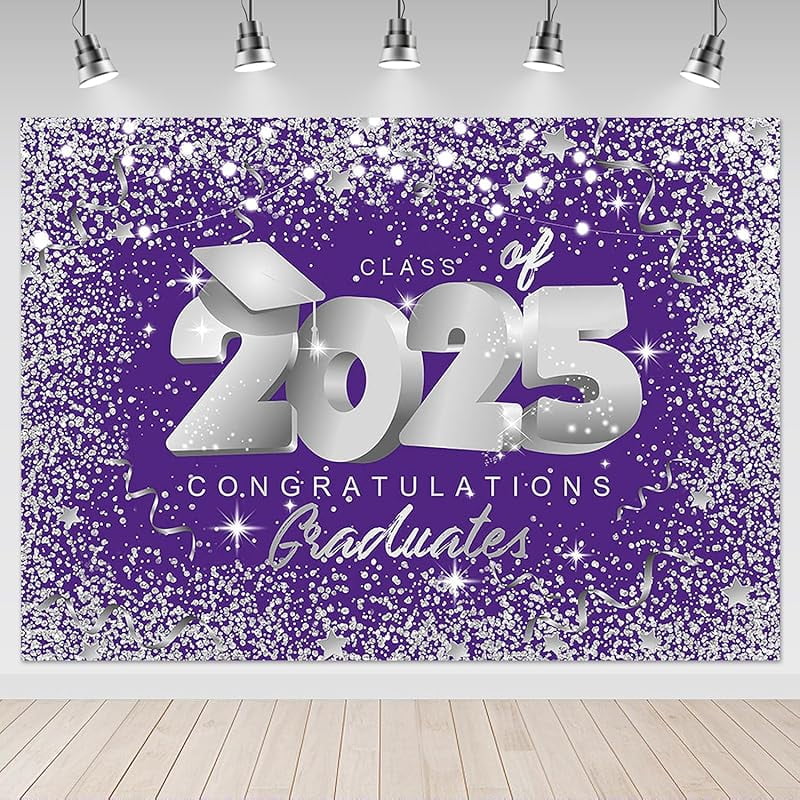 2025 Graduation Backdrop Glitter Graduate Party Decorations Background ...