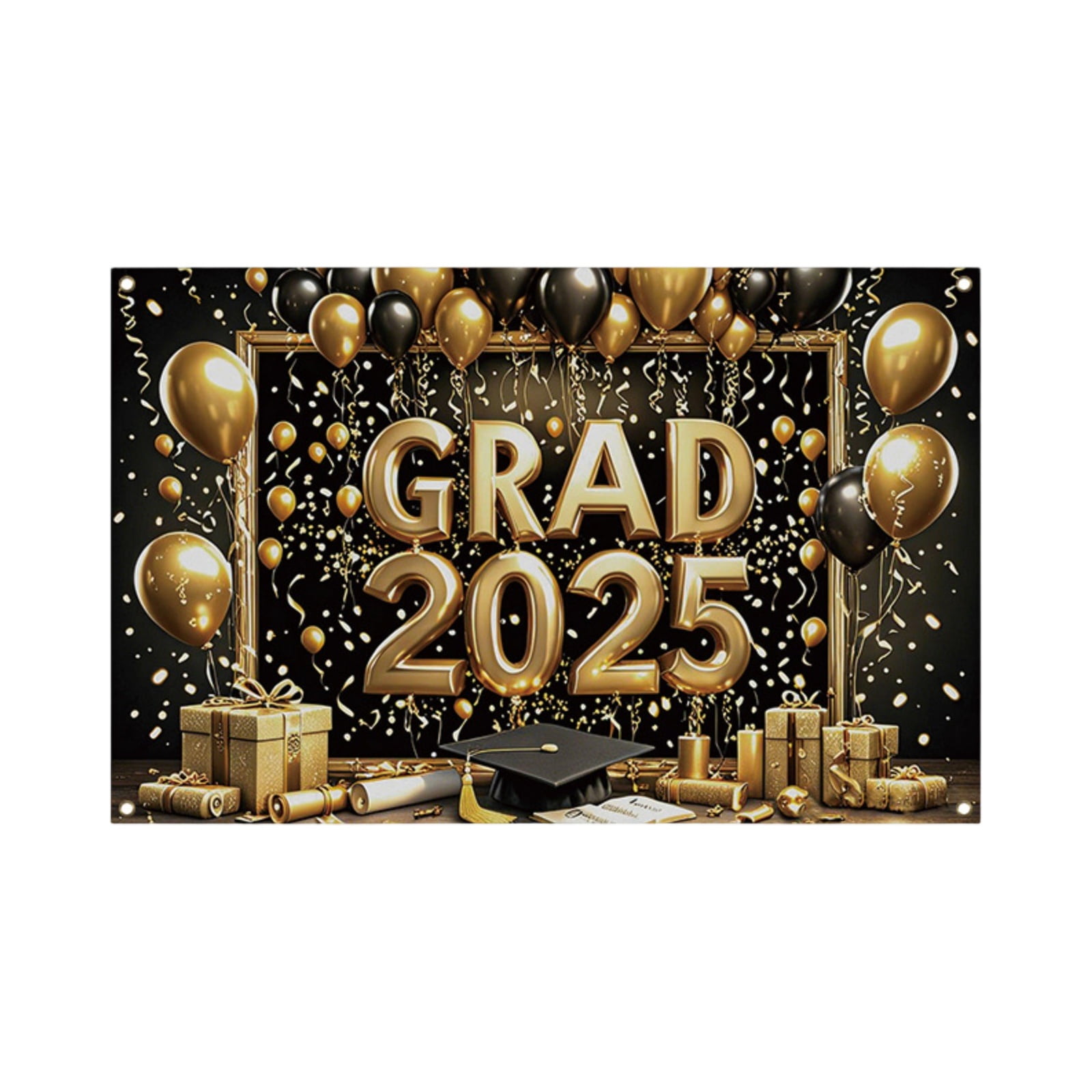 2025 Graduation Backdrop Gold Black 2025 Graduate Party Decorations ...