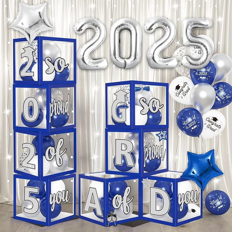 2025 Graduation Balloon Boxes Decorations, 4Pcs Graduation Party Blocks ...