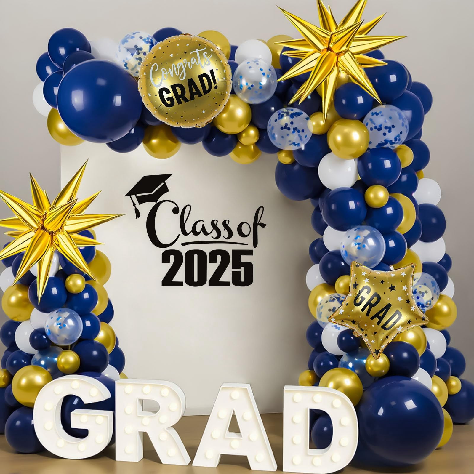 2025 Graduation BalloonEGSC Arch Garland Kit, 18" 10" 5" Navy Blue Gold ...