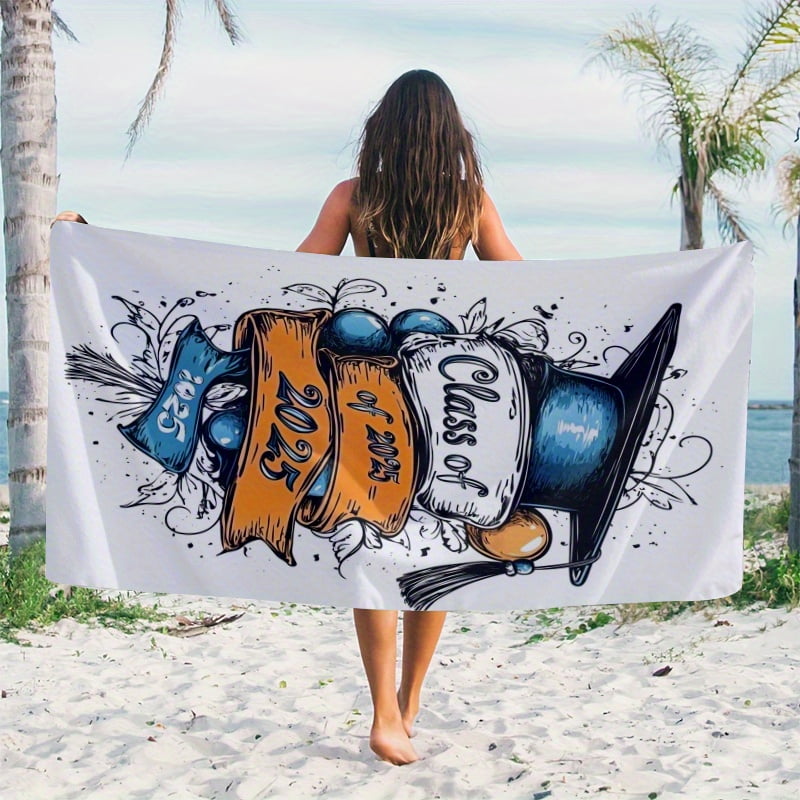 2025 Graduation Beach Towel - "CLASS OF 2025" Design with Graduation ...