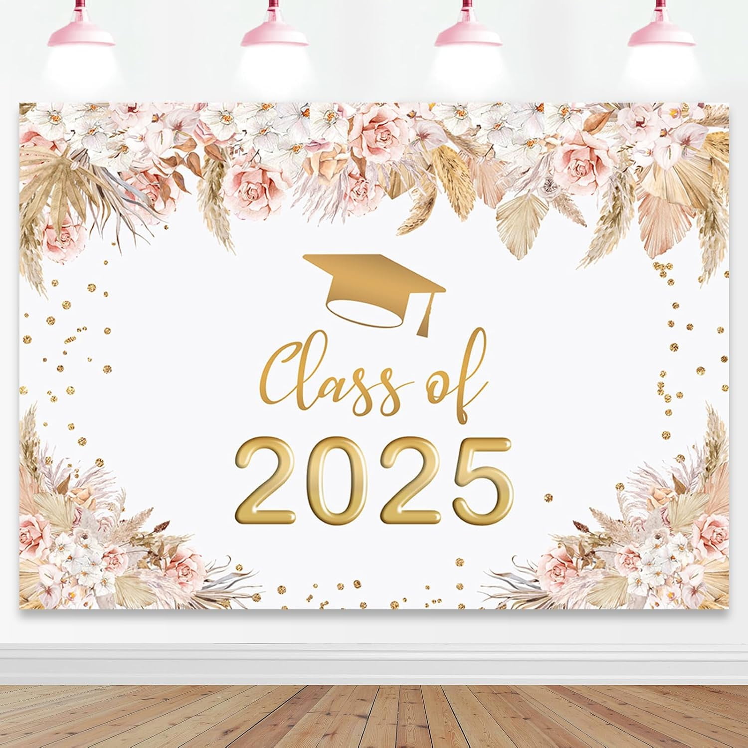 2025 Graduation Beautiful Backdrop Floral Congrats Grad Class of 2025 ...