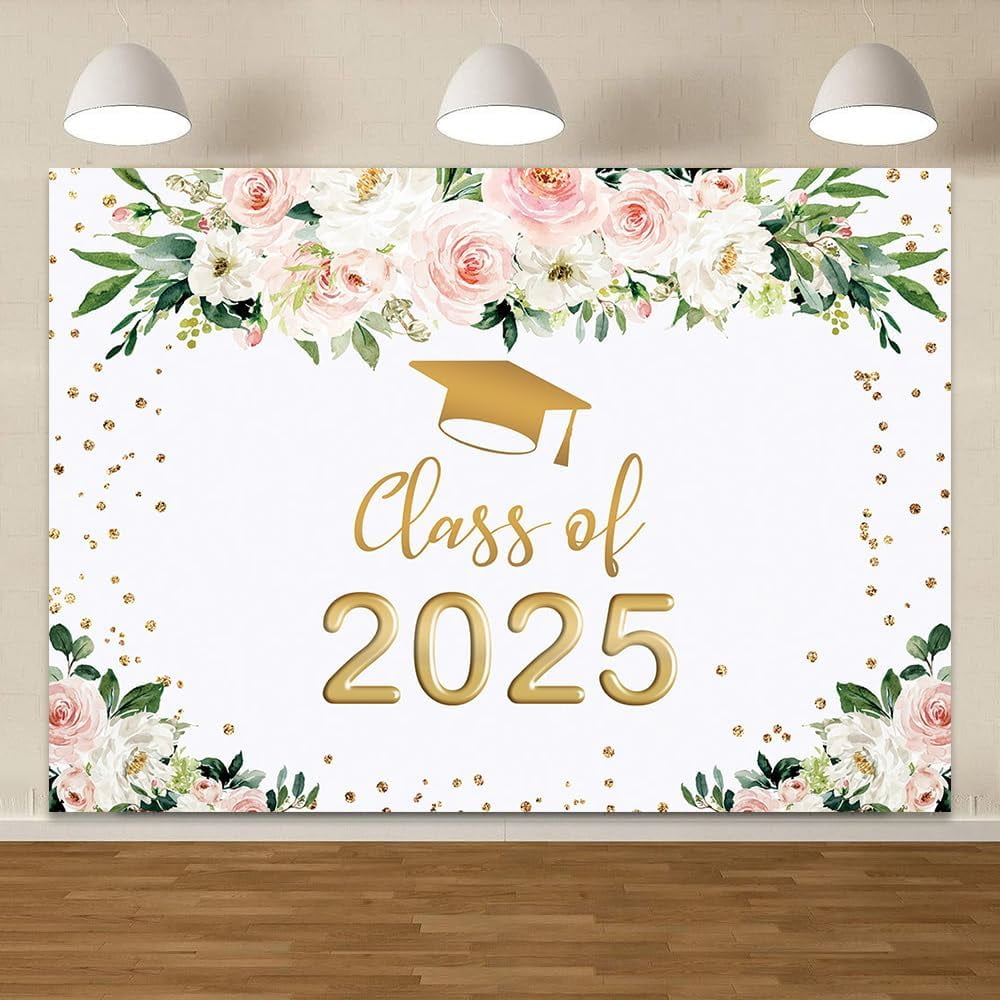 2025 Graduation Beautiful Backdrop Floral Congrats Grad Class of 2025 ...