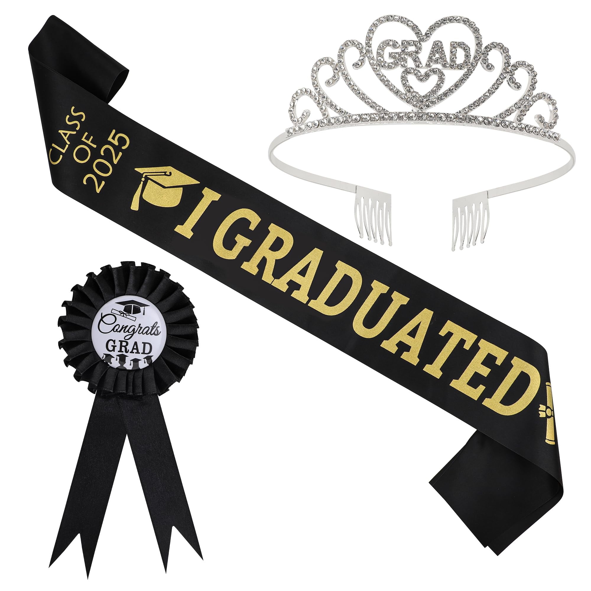 2025 Graduation Crown AJH3 and Sash Class of 2025 Graduation Sash ...