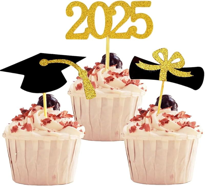 2025 Graduation Cupcake Toppers, 48 PCS Food/Appetizer Picks For ...