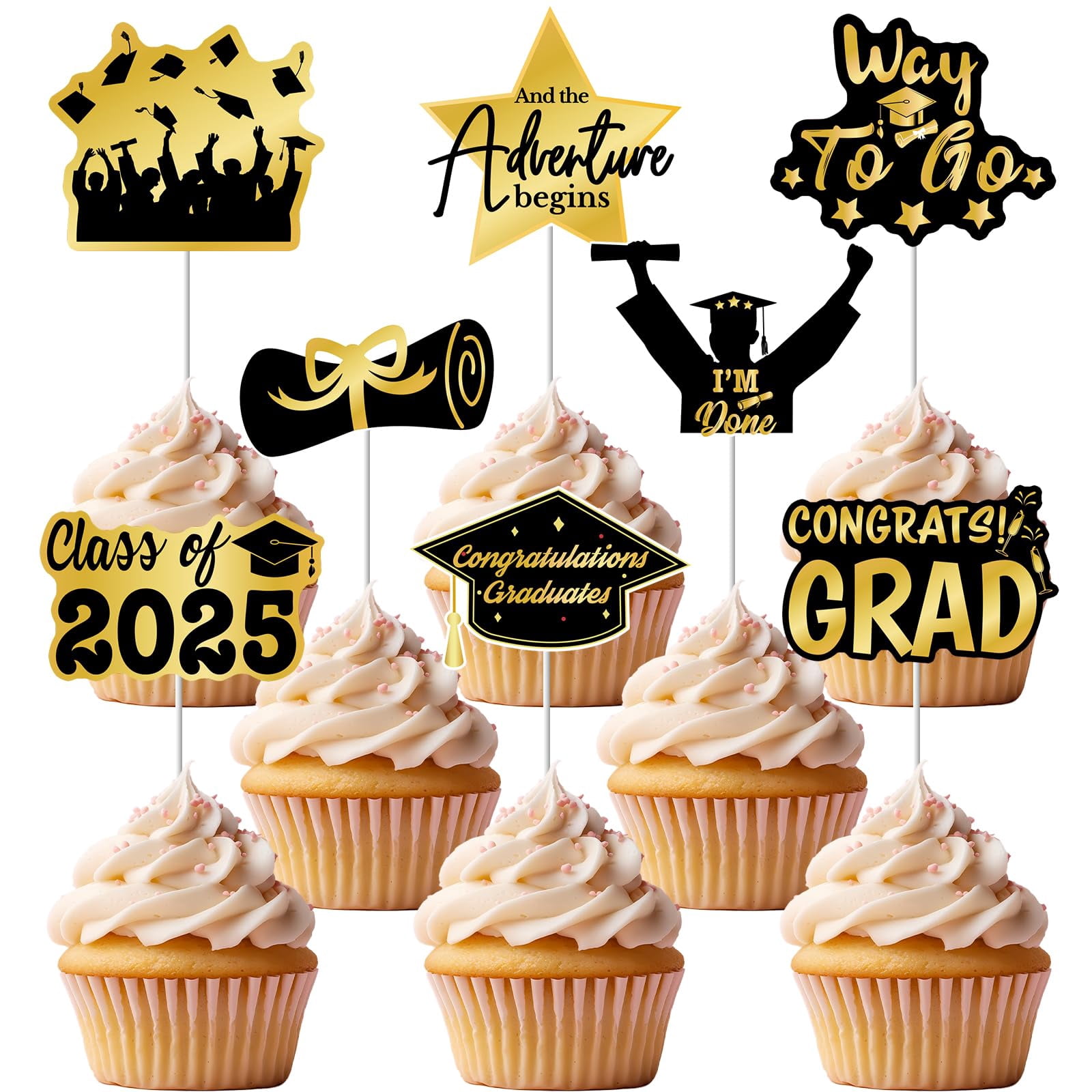2025 Graduation Cupcake Toppers, 48 Pcs RST1 Class of 2025 Cupcake ...
