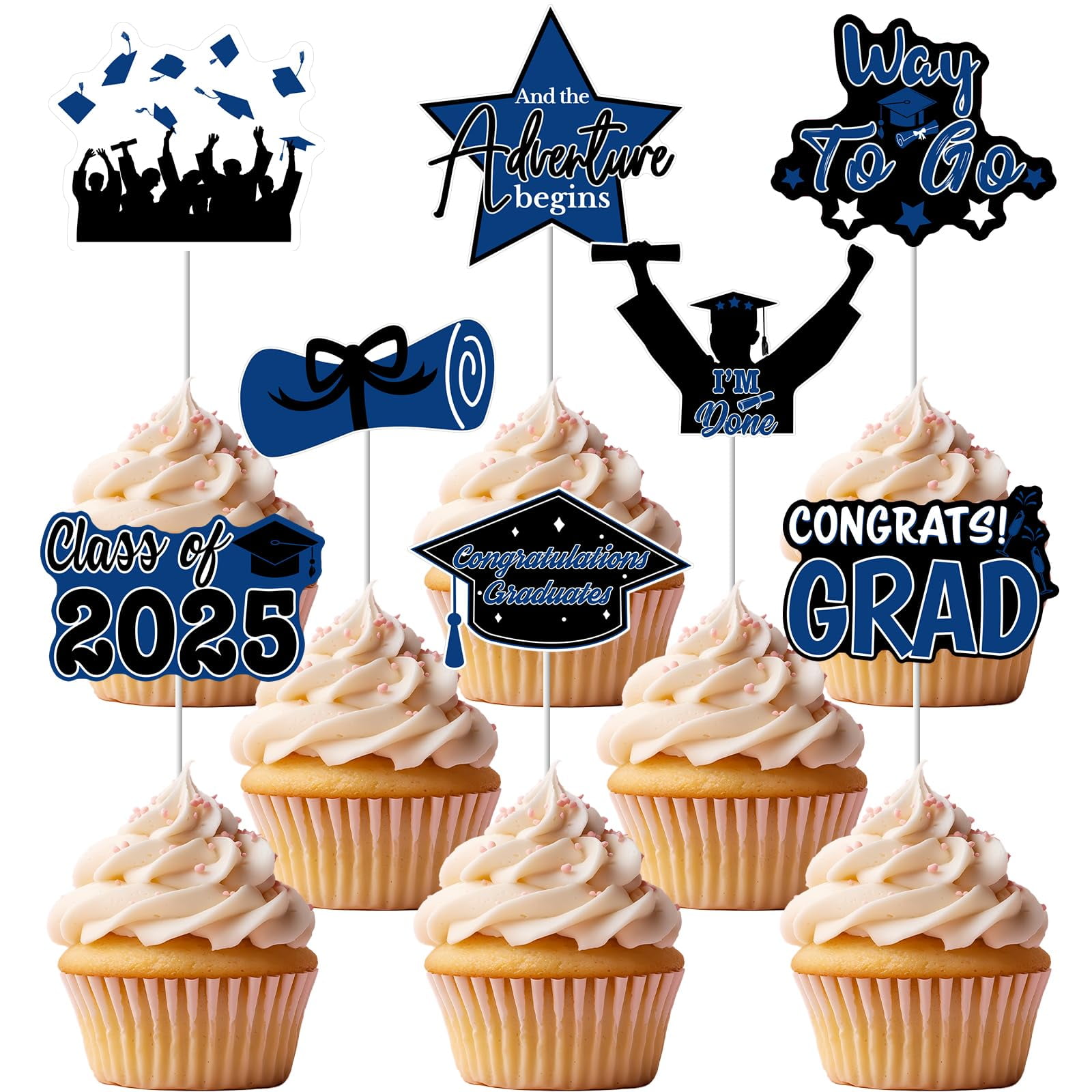 2025 Graduation Cupcake Toppers, SSF20 48 Pcs Class of 2025 Cupcake ...