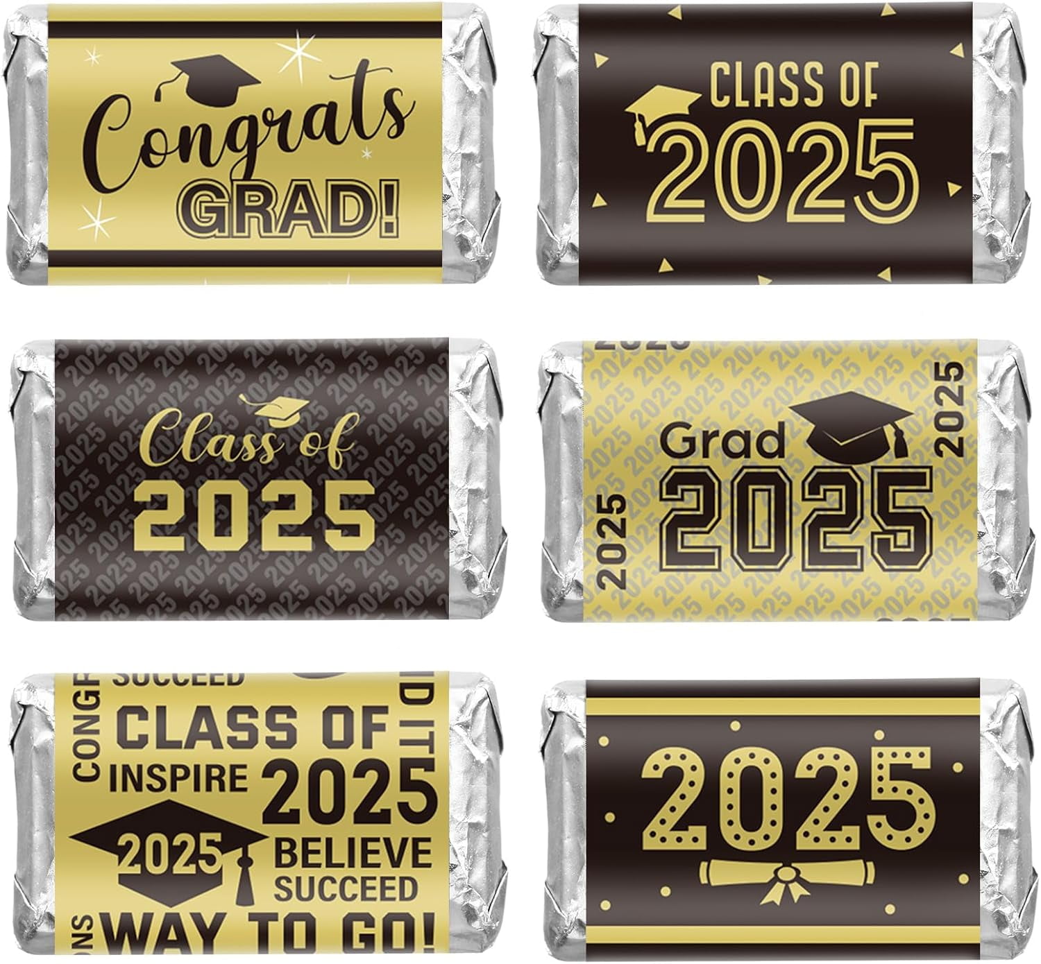 2025 Graduation Decoration Label Sticker Congrats Mini Candy Bar ...