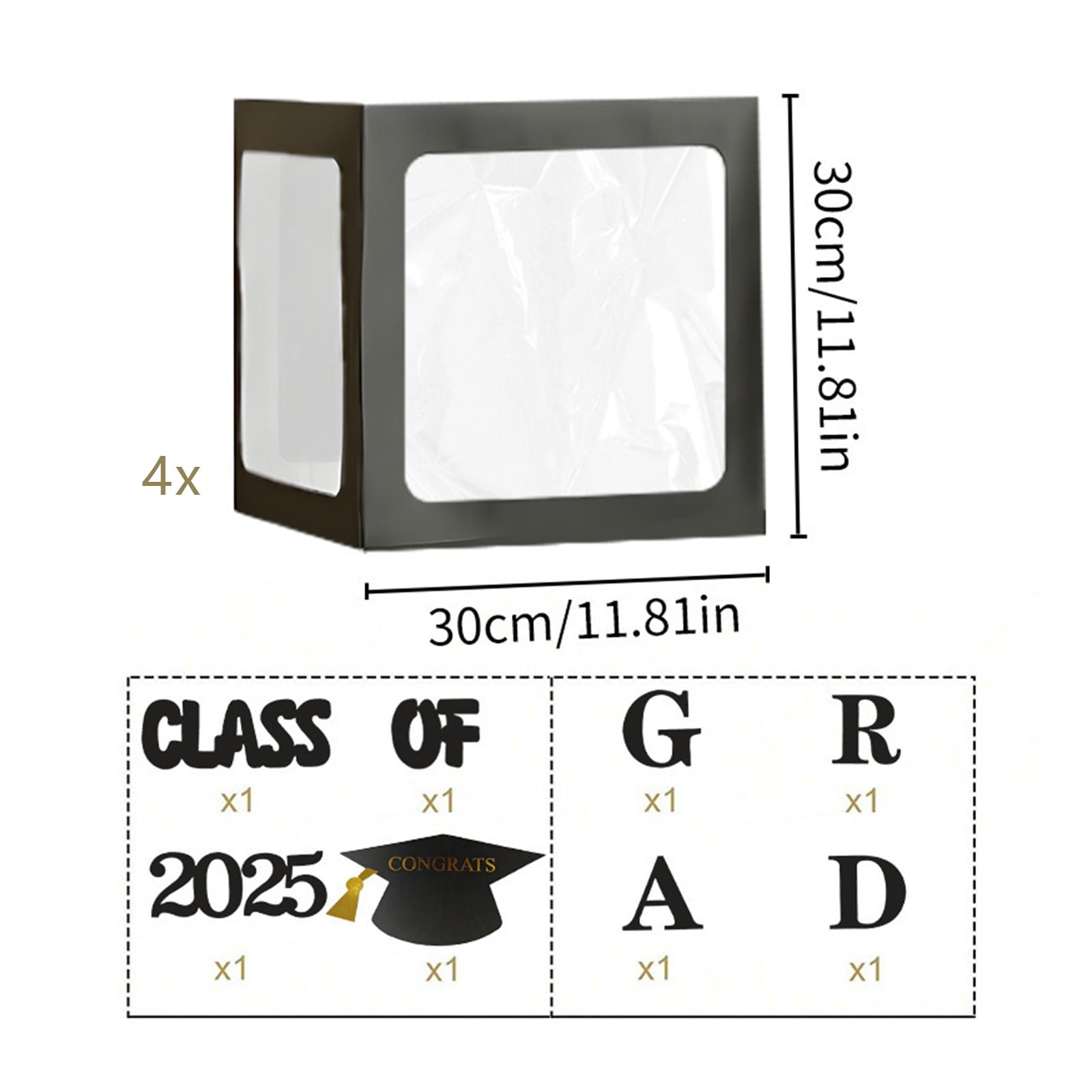 2025 Graduation Decoration Set Black Balloon Boxes Letters Photo Props ...