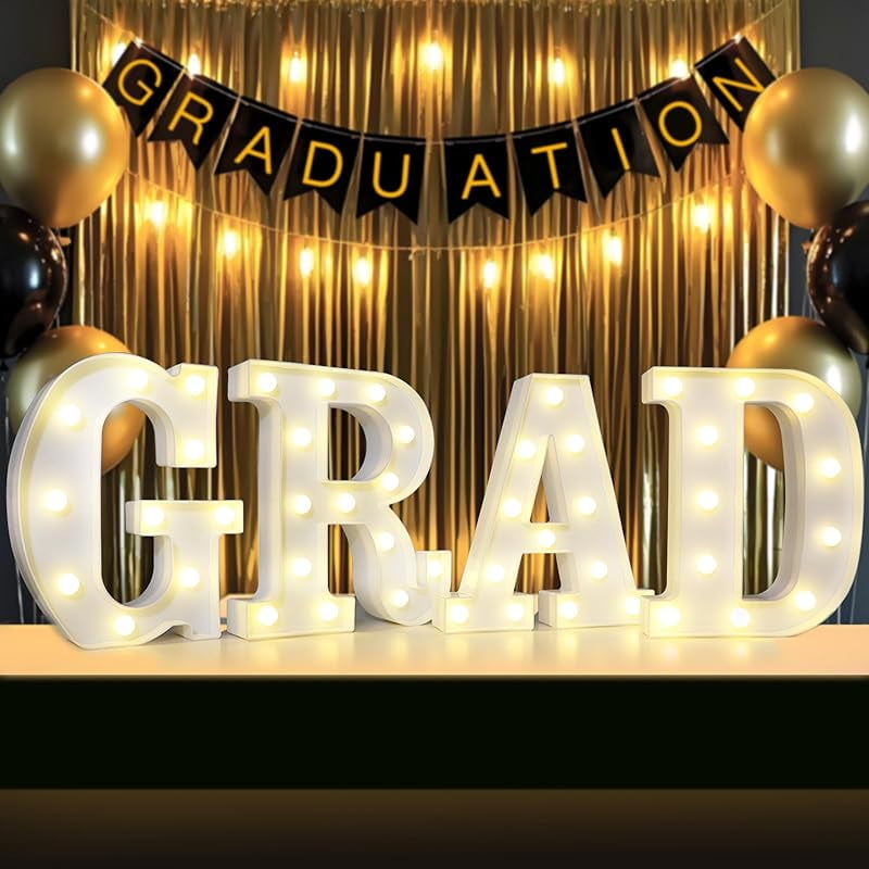 2025 Graduation Decorations, 4 LED Light Up Letters GRAD Sign for Class ...