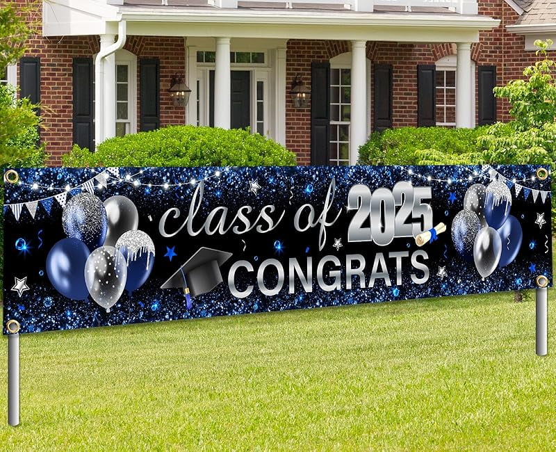 2025 Graduation Decorations-Blue Class of 2025 Banner Large Yard Sign ...