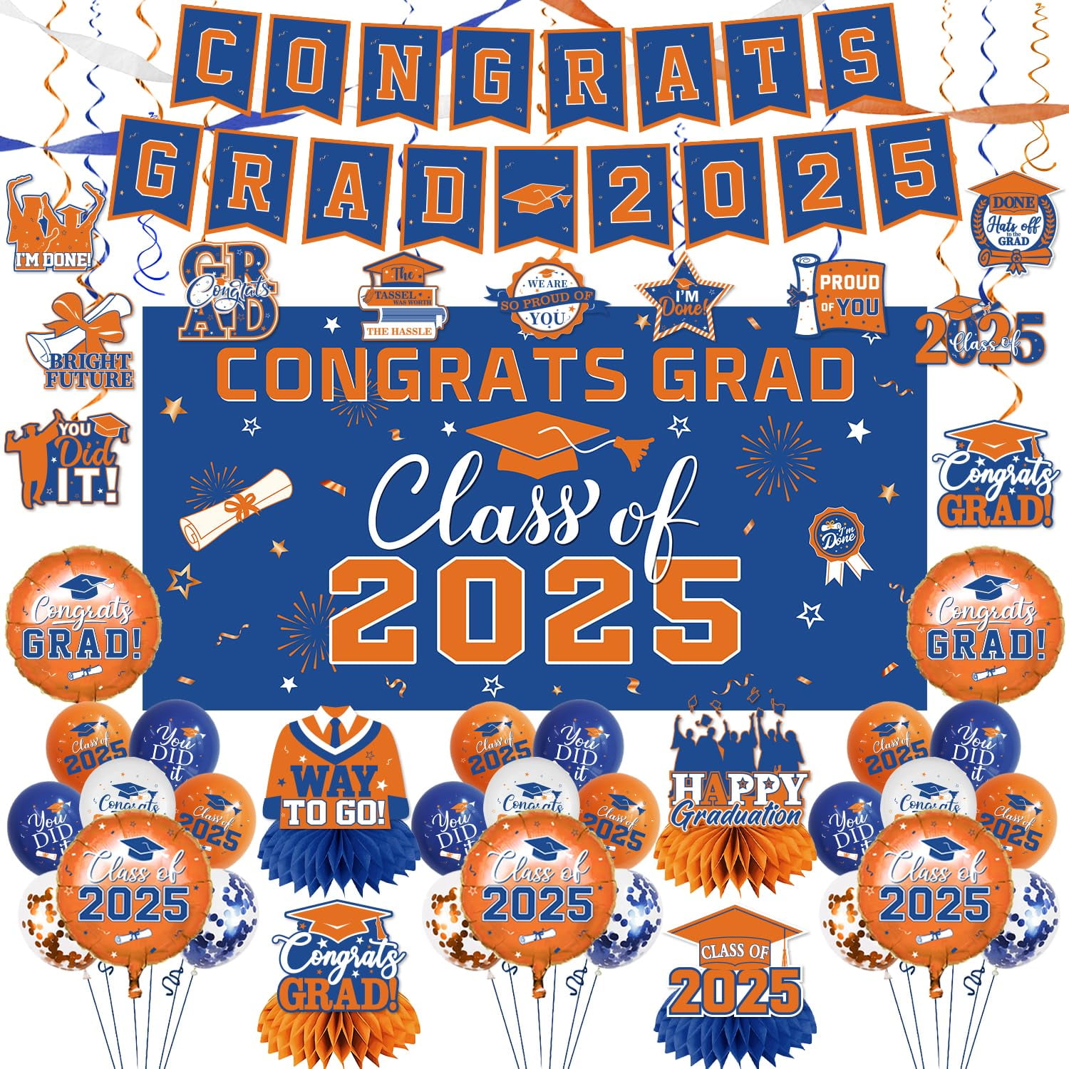 2025 Graduation Decorations-Class of 2025 Decorations Set with Congrats ...