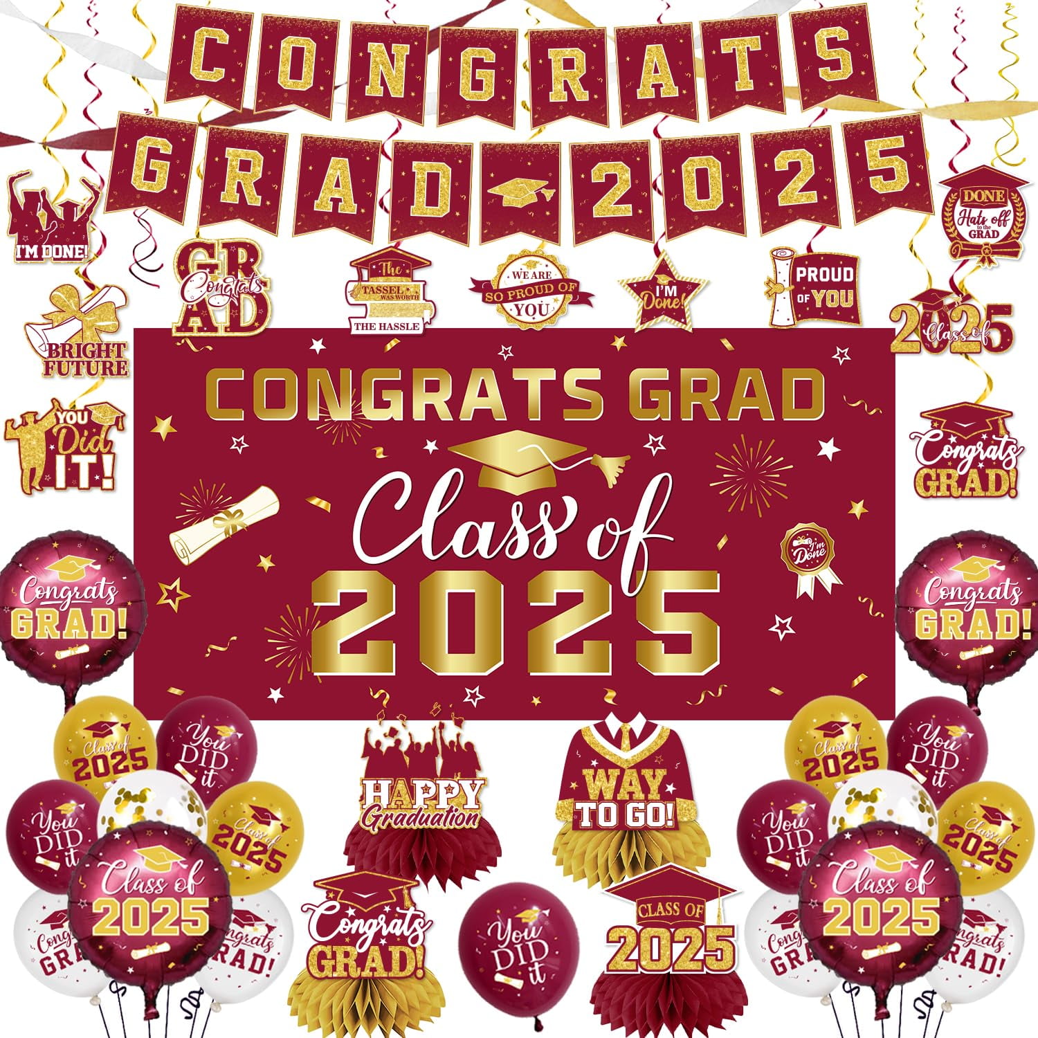 2025 Graduation Decorations-Class of SSF20 2025 Decorations Set with ...