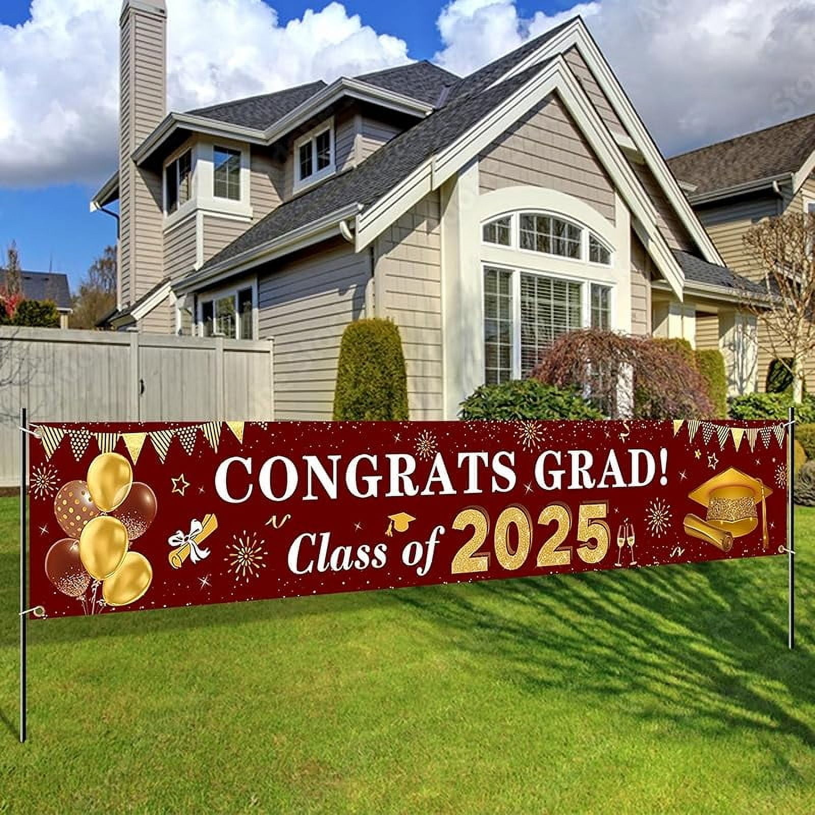2025 Graduation Decorations Congrats Grad Class of 2025 Banner - Black ...
