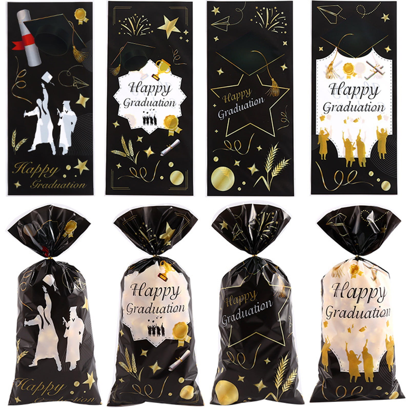 2025 Graduation Decorations Graduation Gift Bags Set Elegant Black And ...